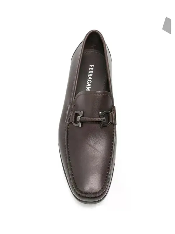 FERRAGAMO Gancini-plaque Leather Loafers