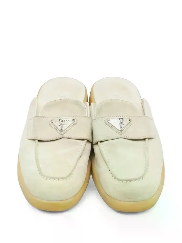 Prada Triangle Logo Flat Mules