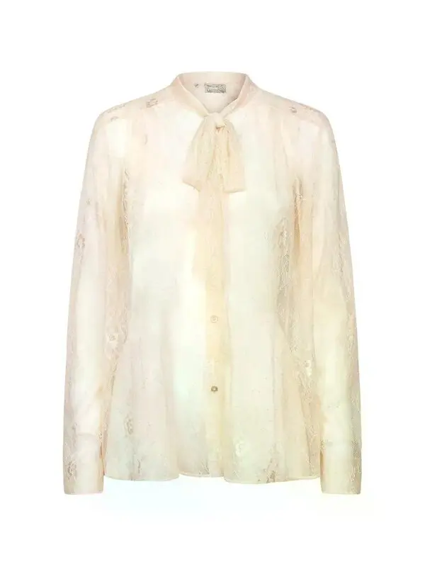 FORTE_FORTE Lace Pussy-bow Shirt - Neutrals