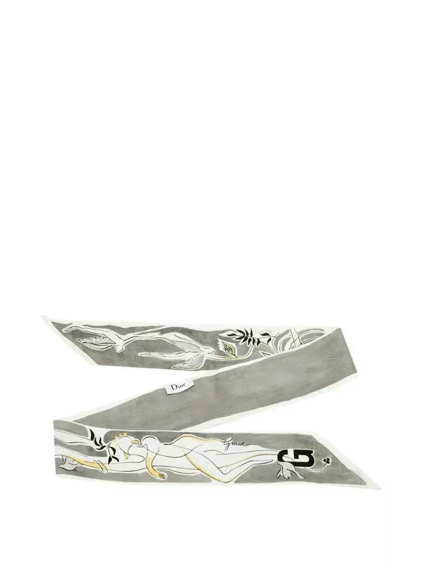 Dior Abcdior Grace Print Mitzah Scarf - Grey
