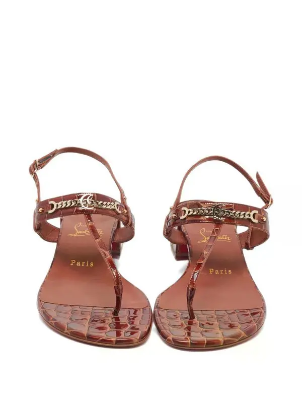 CHRISTIAN LOUBOUTIN Mj Croc-embossed Leather Slingback Sandals