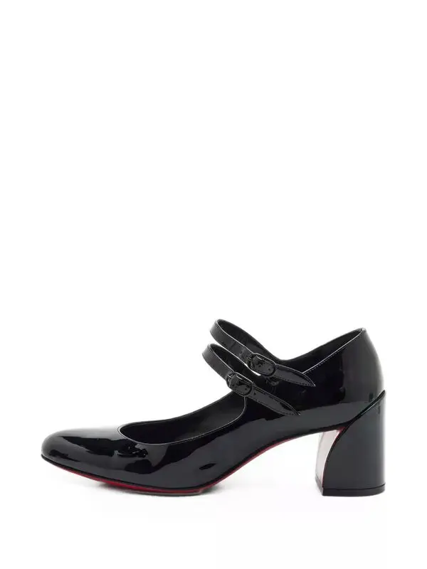 CHRISTIAN LOUBOUTIN Miss Jane Double-strap Patent Leather Pumps - Black