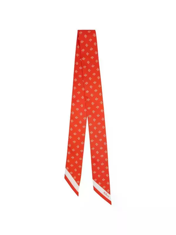 Mulberry Logo-print Silk Scarf - Orange