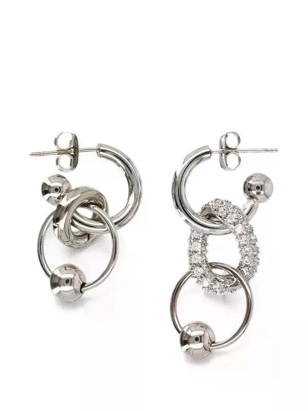 JUSTINE CLENQUET Alison Crystal-embellished Hoop Earrings - Silver