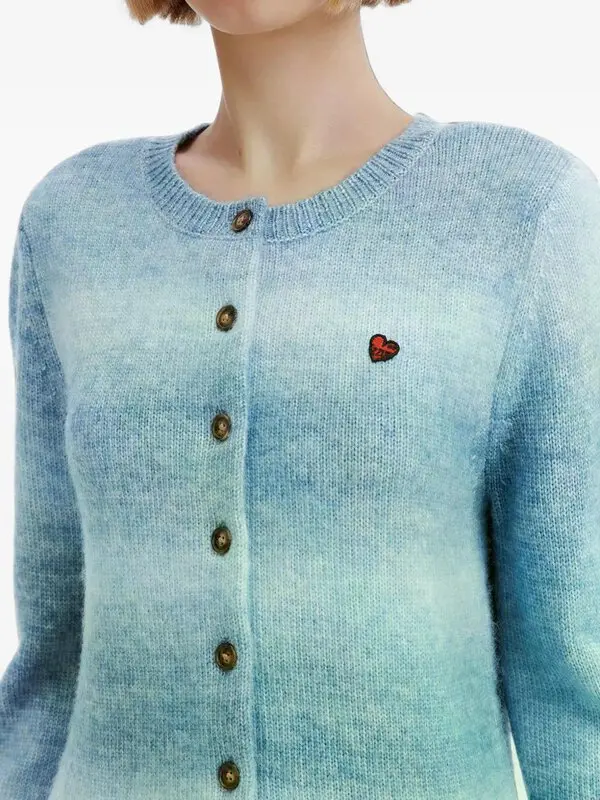 Izzue Gradient-effect Heart-patch Cardigan