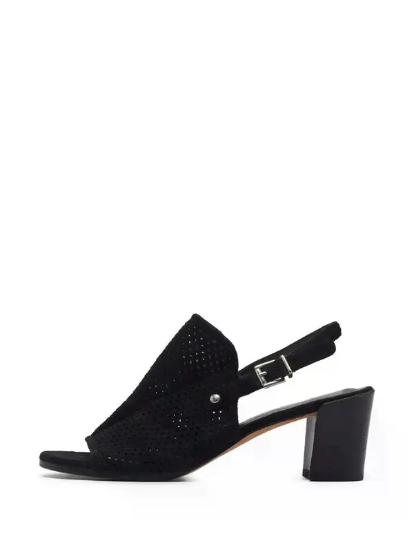 STUART WEITZMAN Perforated Suede Ankle-strap Block Heel Sandals - Black
