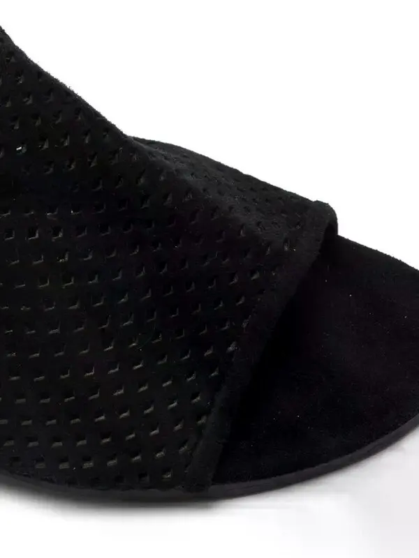 STUART WEITZMAN Perforated Suede Ankle-strap Block Heel Sandals