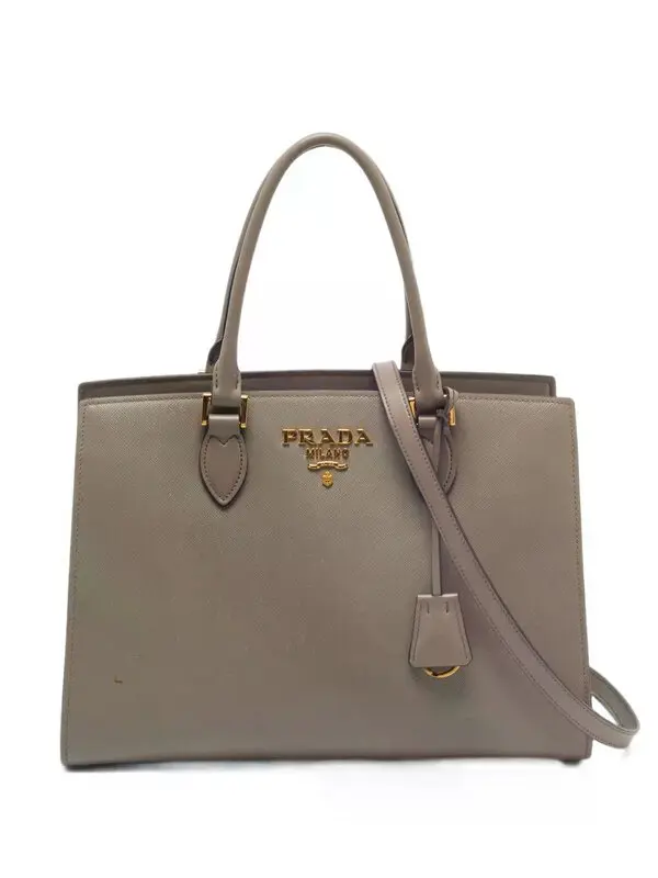 Prada Saffiano-leather Tote Bag - Grey