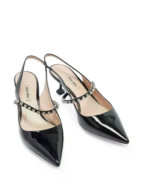 Miu Miu Crystal-embellished Pointed Toe Slingback Pumps