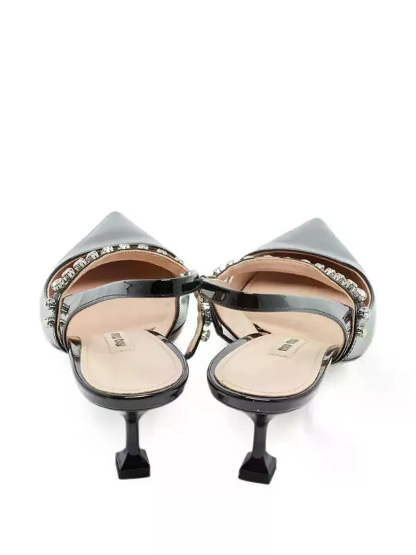 Miu Miu Crystal-embellished Pointed Toe Slingback Pumps