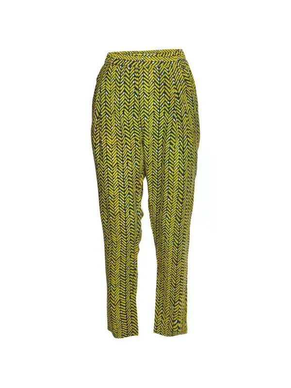 Carolina Herrera Pleated Crepe Trousers With All-over Graphic Print - Yellow