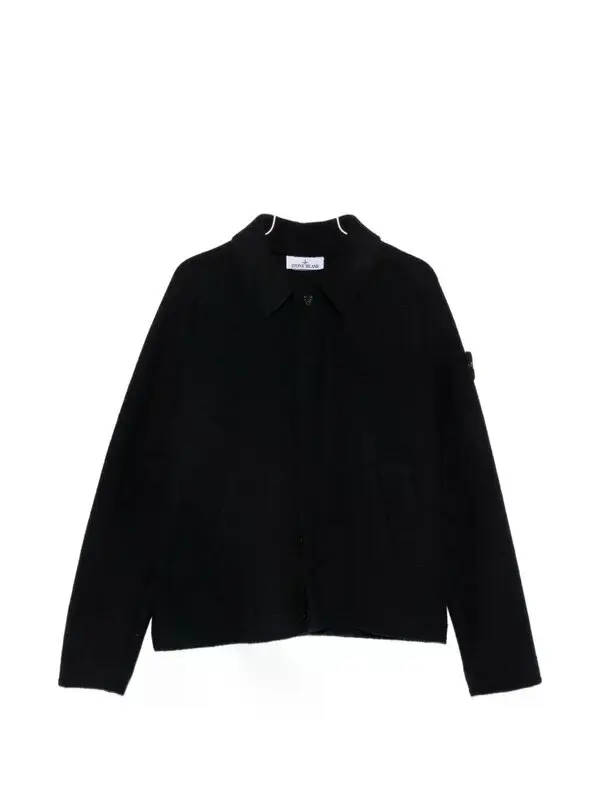 Stone Island Logo-patch Button-up Jacket - Blue