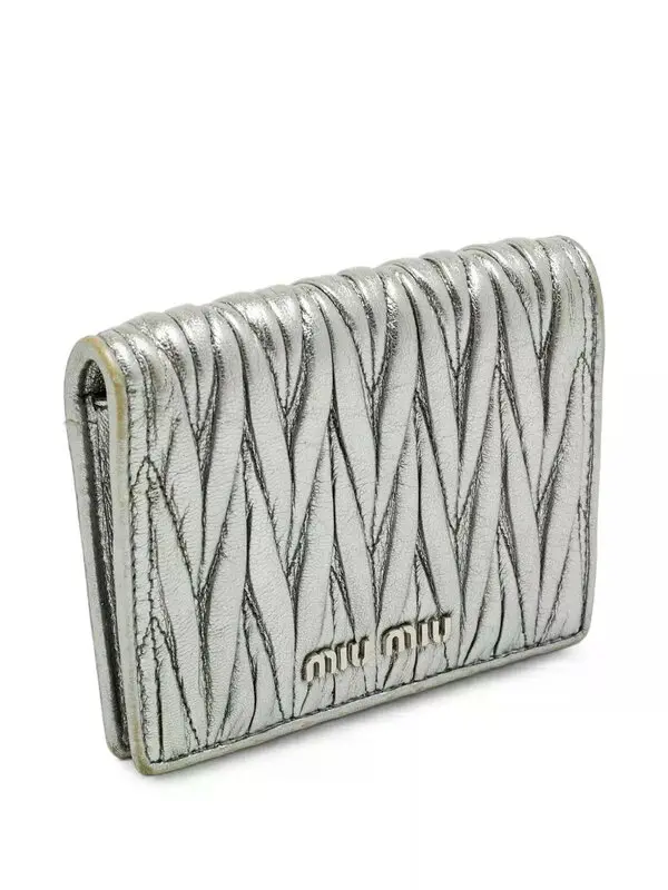 Miu Miu Matelassé Leather Bi-fold Wallet - Silver