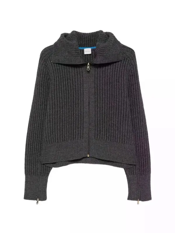 Paul Smith Ribbed-knit Zip-up Sweater - Grey