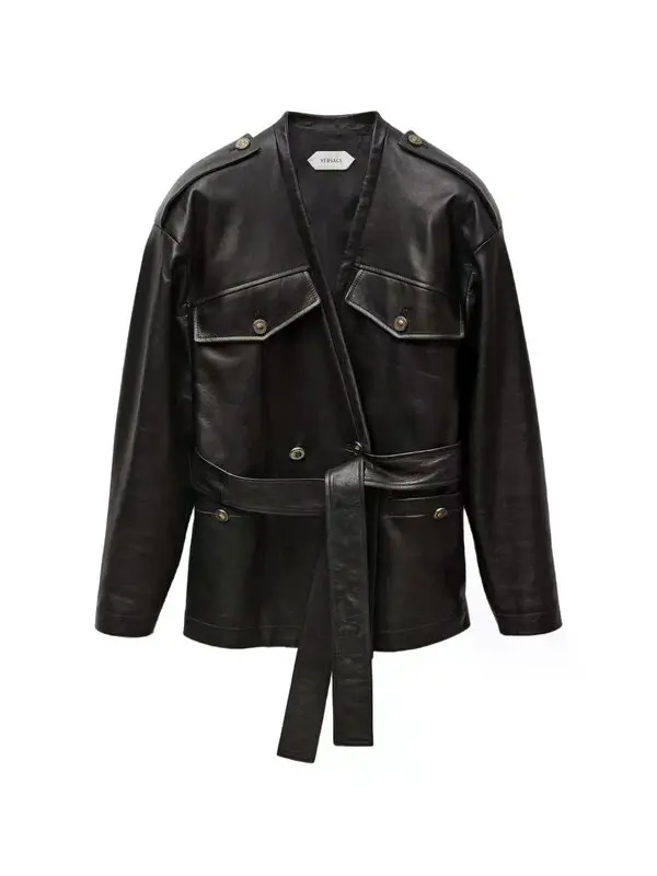 Versace Leather Blouson - Black