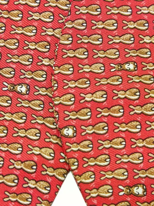 Hermès Printed Silk Bow Tie - Red