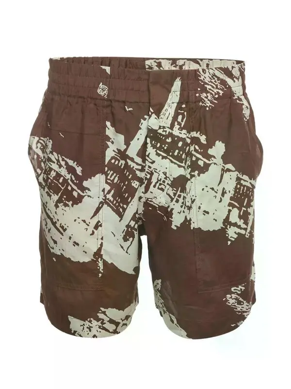 Bottega Veneta Postcard-print Shorts - Brown
