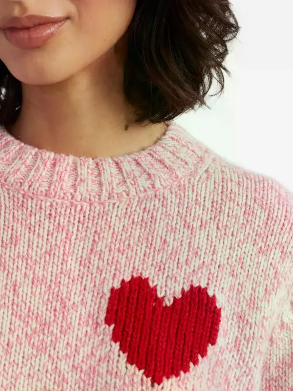 Chinti & Parker Heart Motif Melange Sweater - Pink