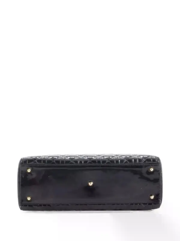 Dior Lady Cannage Quilt Patent Large Satchel - Black