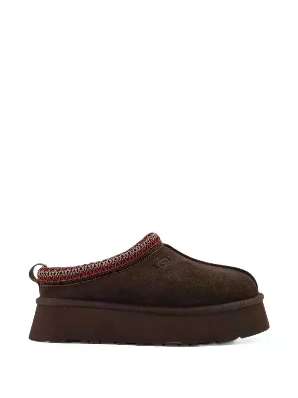 UGG Tazz Embroidered Suede Slippers - Brown