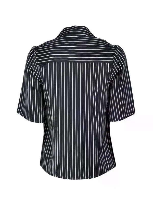 Maria Mcmanus Stripe-print Bell-sleeve Blouse - Black