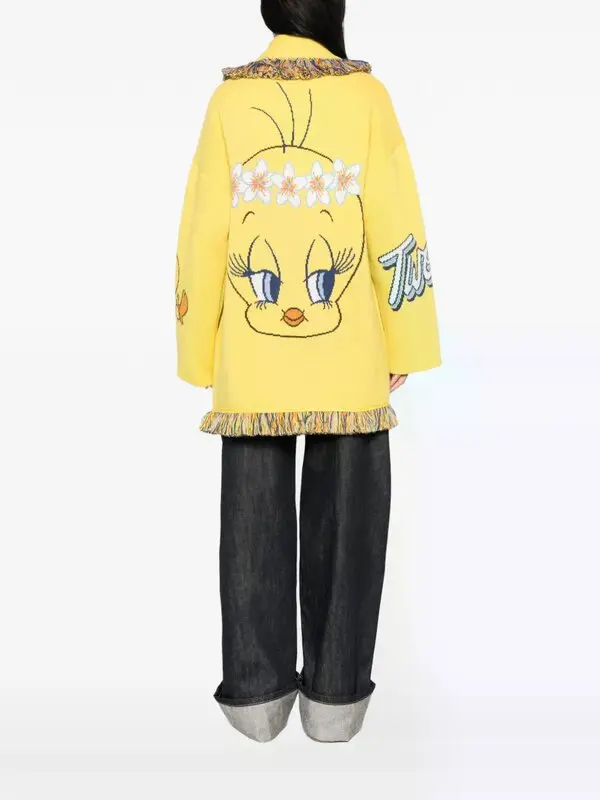 Alanui Tweety Intarsia Cardigan - Yellow
