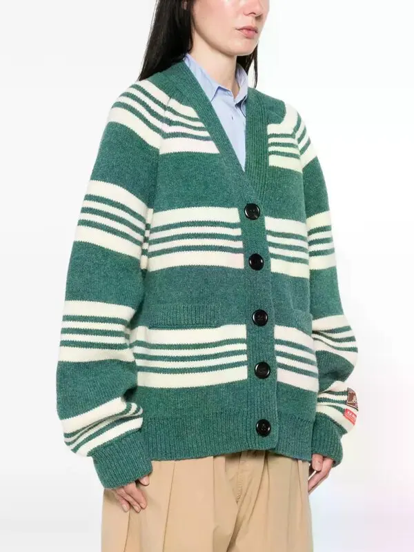 B.B. WALACE Horizontal-stripe Button-up Cardigan