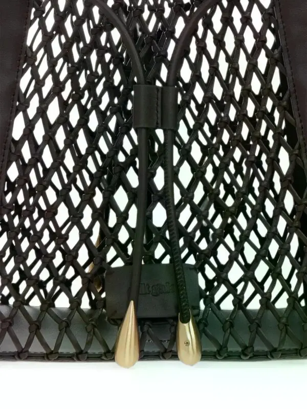 Cult Gaia Shuna Woven Leather Tote Bag With Golden Droplet Hardware - Black