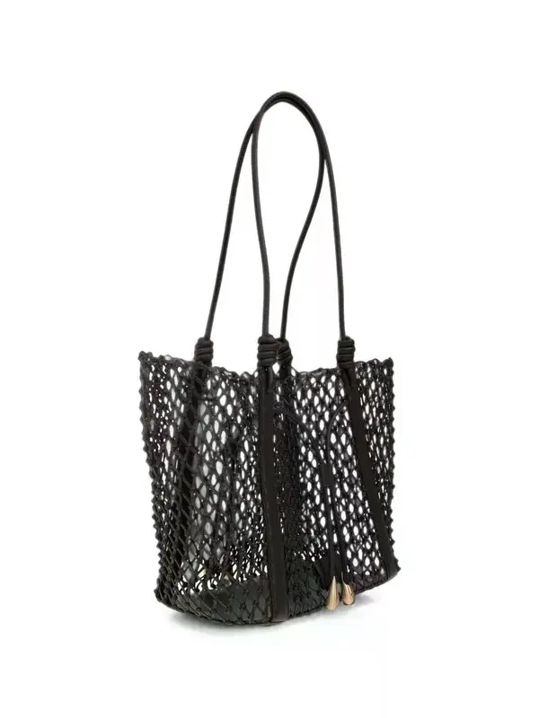 Cult Gaia Shuna Woven Leather Tote Bag With Golden Droplet Hardware - Black