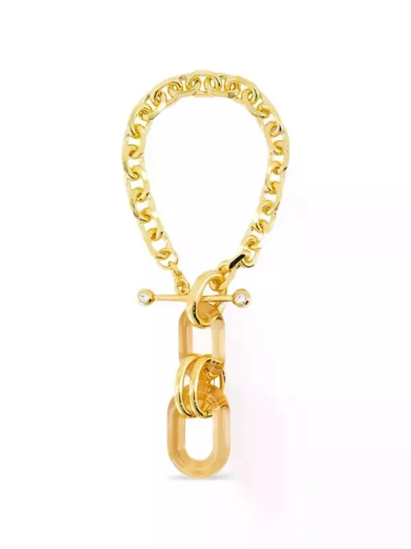 Rabanne Tone Crystal Embellished Link Necklace - Gold