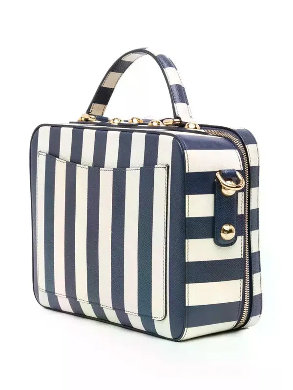 Dolce & Gabbana Leather Striped Box Top Handle Bag Satchel