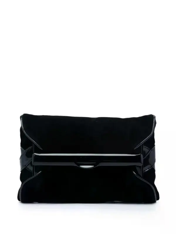 Bottega Veneta 2007 Velvet And Patent Clutch Bag - Black