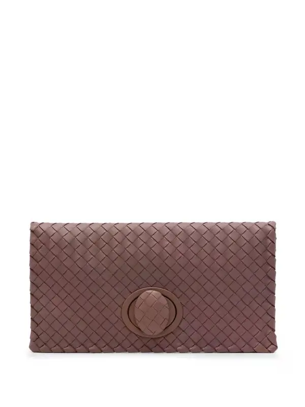 Bottega Veneta Nappa Intrecciato Turn Lock Clutch Bag - Pink