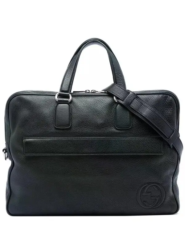 Gucci 2016-2026 Calfskin Soho Briefcase Business Bag - Black