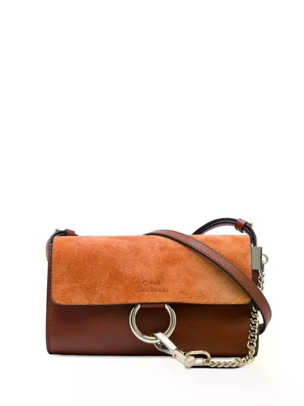 Chloé Calfskin And Suede Faye Chain Crossbody Bag - Brown