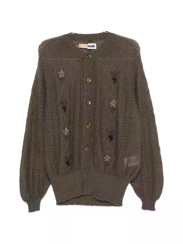 MAGLIANO Cor Flower-embroidered Cardigan - Brown