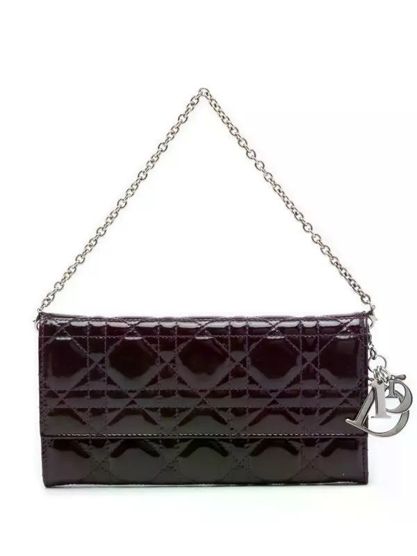 Dior 2010 Patent Cannage Lady Wallet On Chain Handbag - Purple