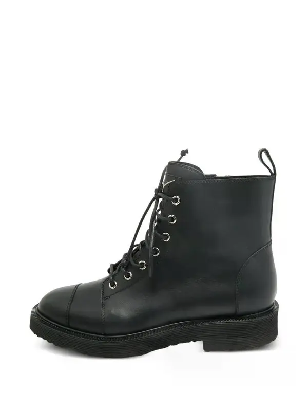 GIUSEPPE ZANOTTI Toluse Leather Lace-up Combat Boots - Black