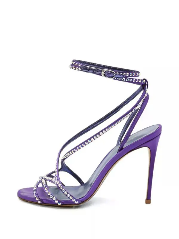 LE SILLA Crystal Embellished Ankle Strap Stiletto Sandals - Purple