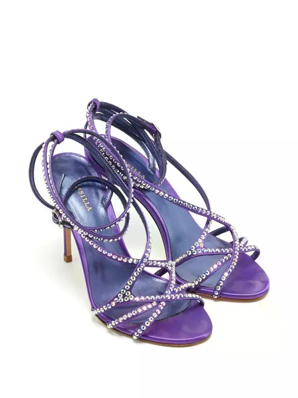 LE SILLA Crystal Embellished Stiletto Sandals - Purple