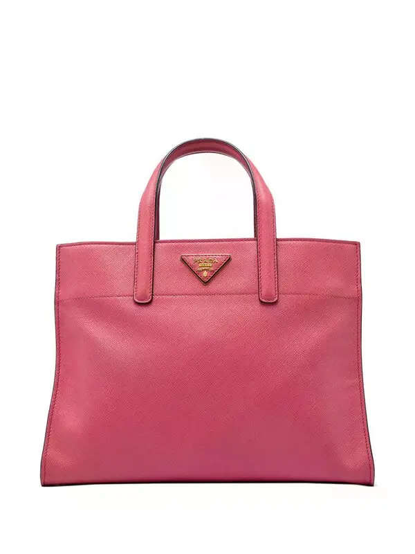 Prada Saffiano Soft Triple Pocket Tote Satchel - Pink