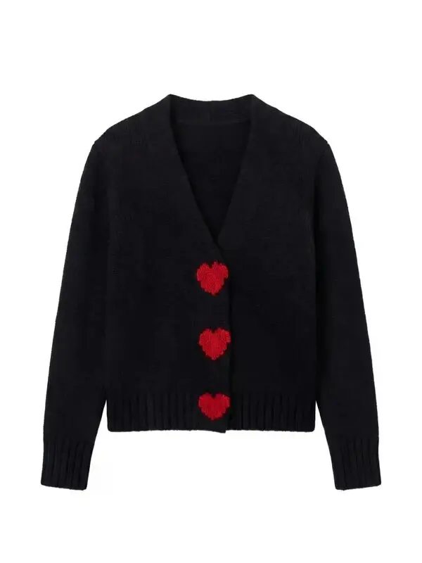 Chinti & Parker Heart-intarsia V-neck Cardigan