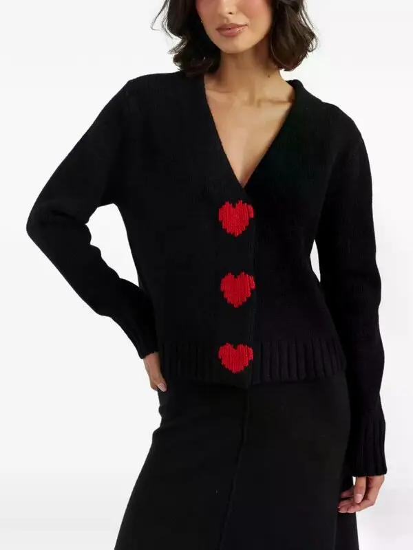 Chinti & Parker Heart-intarsia V-neck Cardigan