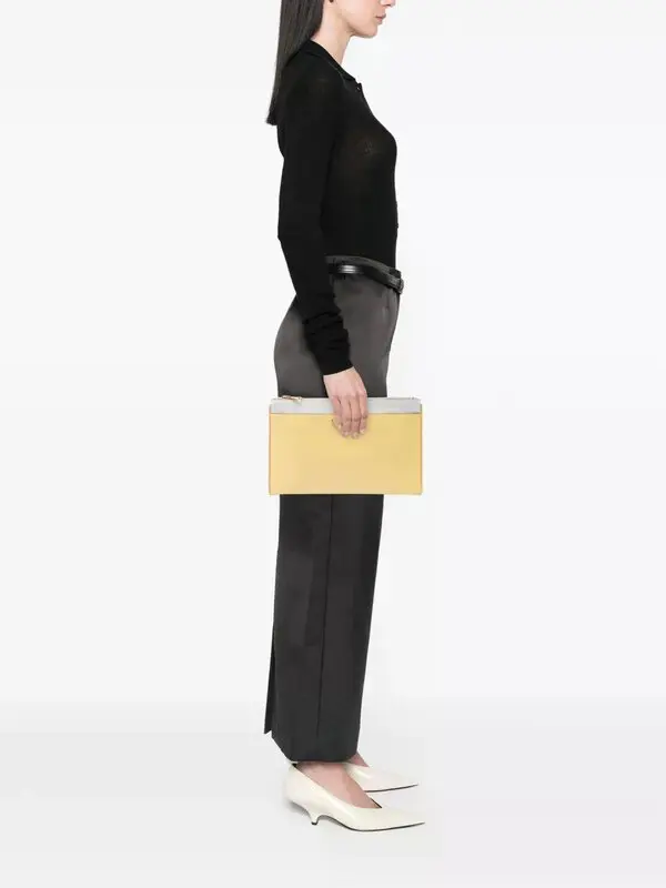 Prada Bicolor Saffiano Lux Clutch Bag - Yellow