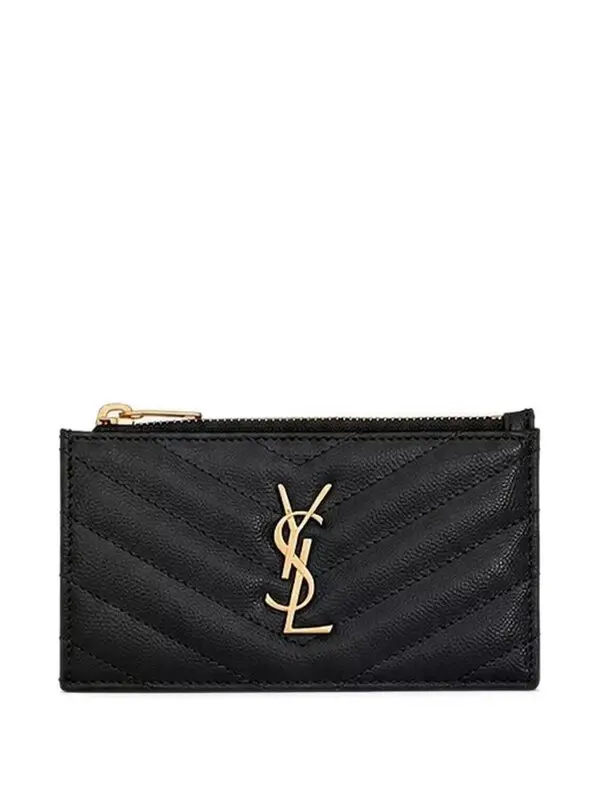 Saint Laurent Cassandre Matelassé Card Case - Black