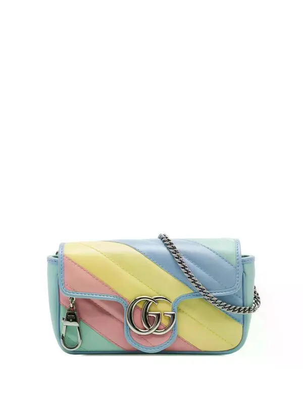 Gucci 2016-2026 Mini Gg Marmont Matelasse Diagonal Calfskin Flap Crossbody Bag - Green