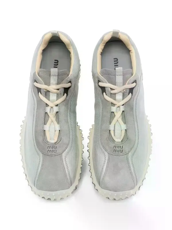 Miu Miu Bubble Technical-fabric And Suede Sneakers - Grey