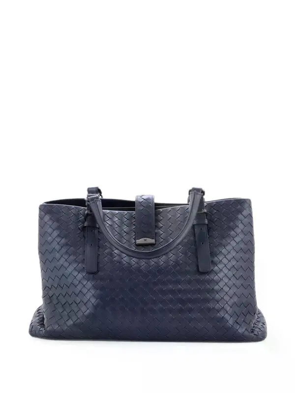 Bottega Veneta Roma Bag Intrecciato Nappa Medium Tote Bag - Blue