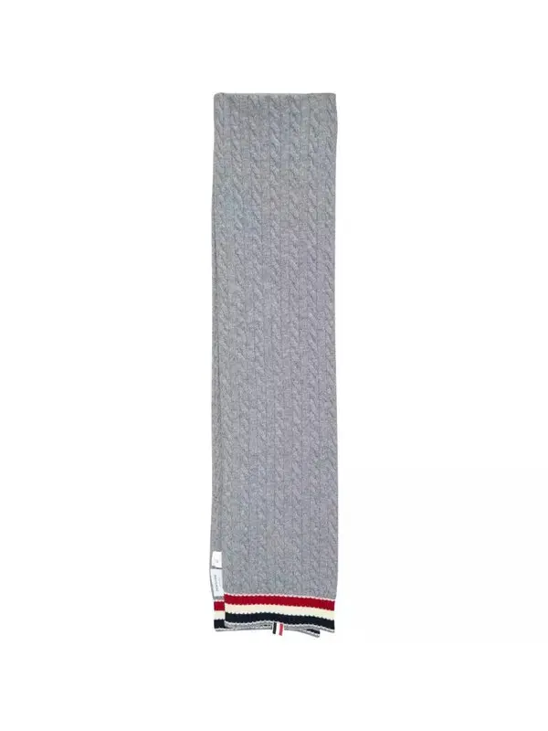 Thom Browne Cable-knit Striped Scarf - Grey