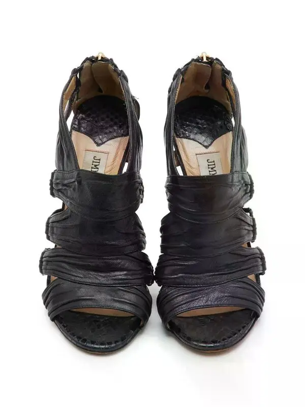 JIMMY CHOO Leather Ruched Cut-out Stiletto Sandals